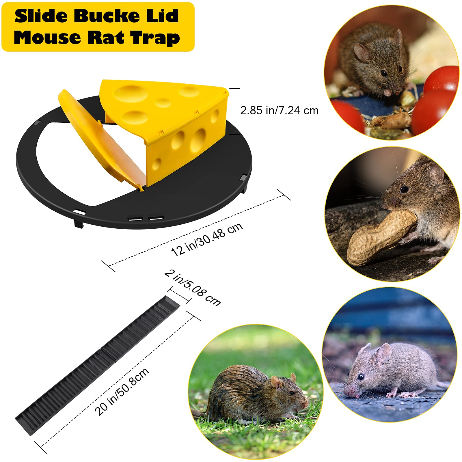 Mouse Trap Bucket, Bucket Lid Mouse Trap,Reusable Humane Mouse Traps for House Indoor,5 Gallon Auto Reset Rat Trap (2 Pack)