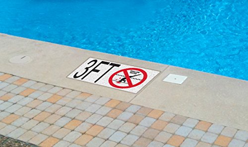 Ceramic Swimming Pool Waterline Depth Marker "3 FT" Smooth Finish, 4 inch Font