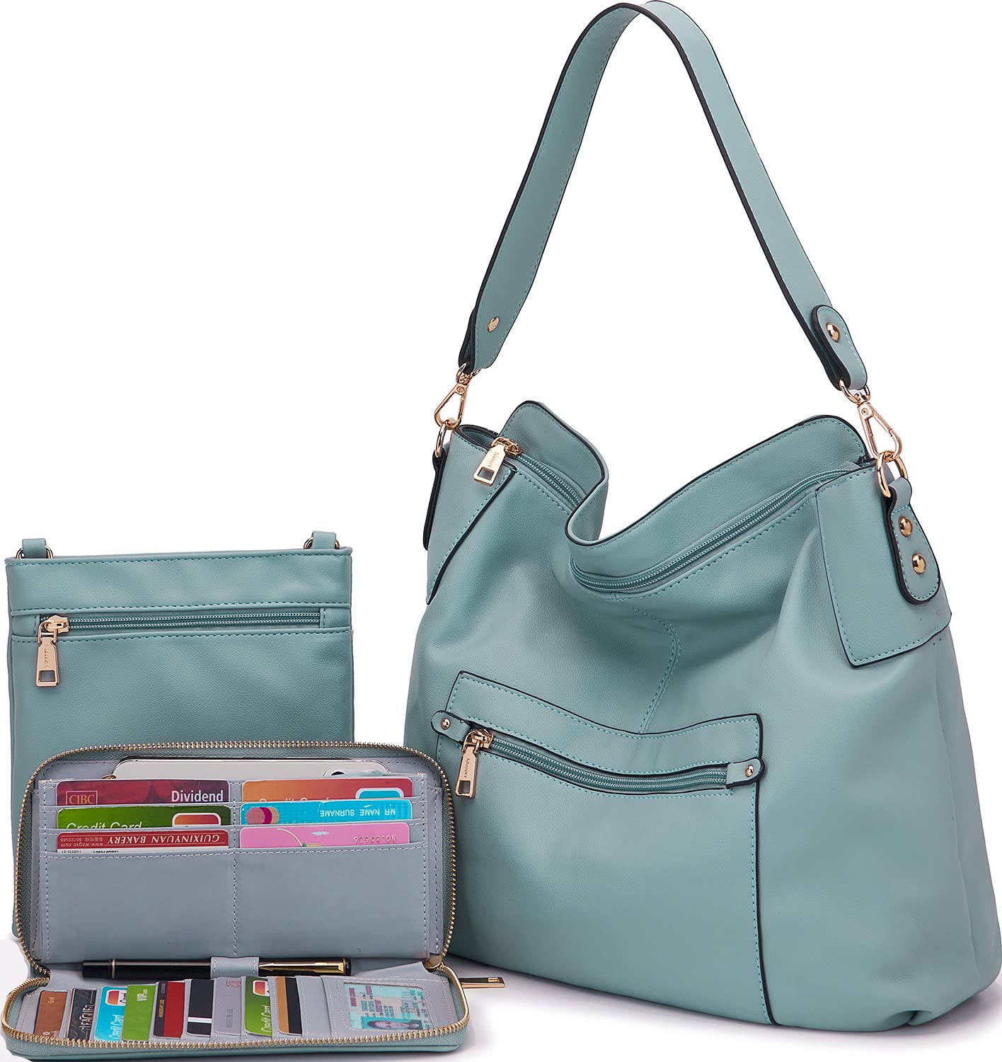 Large Crossbody Bags Ladies Shoulder Handbags Purse and Wallet Set for Women Totes Hobo Purses SkyBlue
