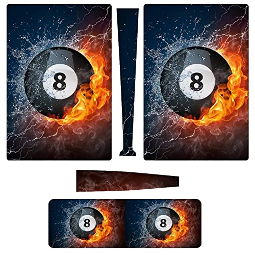 Billiard Ball in Fire and Water Full Protective Skin Cover Design Wrap Decal Sticker Compatible with PS5 Digital Edition Console and Controller