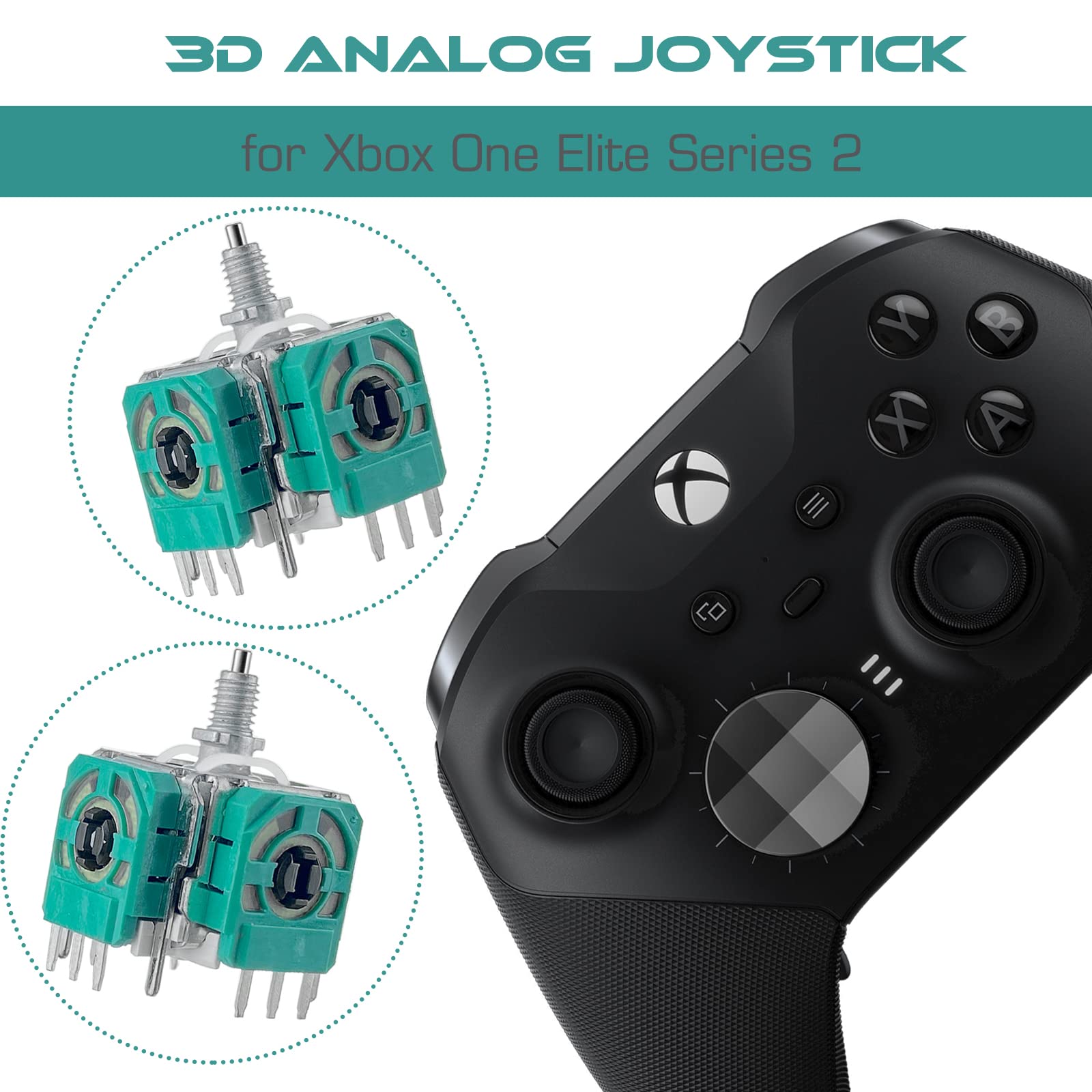 JOLANCO 2 Pack Controller 3D Analog Joystick Thumb Sticks Replacement Repair Parts for Xbox One Elite 2- - Fixes Stick Drift, Broken, and Loose Joysticks on Elite Series 2 Controllers