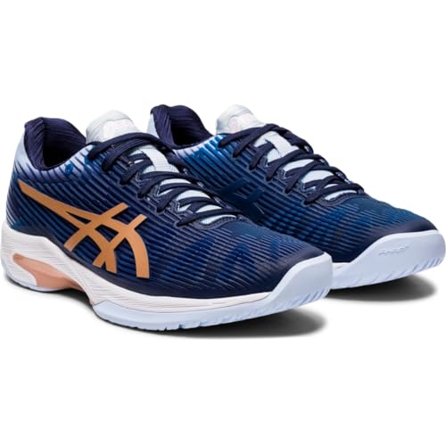 ASICS Women's Solution Speed FlyteFoam Tennis Shoes, 8, Peacoat/Rose Gold