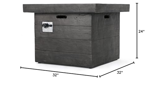 Christopher Knight Home Dakota Magnesium Oxide Square Gas Fire Pit, Grey