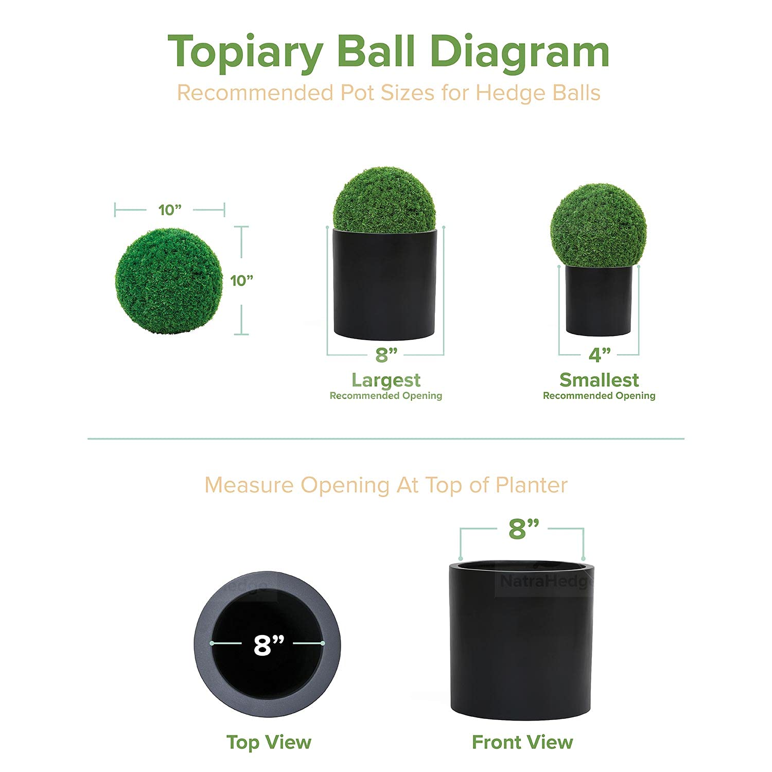 NatraHedge Artificial Topiary Ball Set - Faux Foliage Balls for Garden, Wedding, Home Décor, and Backyard (15" x 15", Juniper Cypress - 2 Pack)