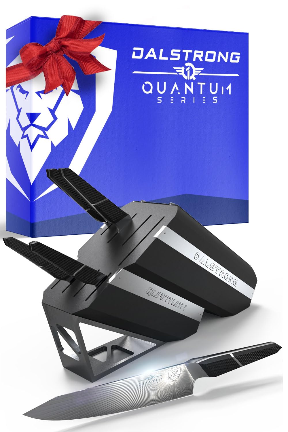 Dalstrong Knife Block Set - 5 Piece - Quantum 1 Series - American Forged BD1N-VX Hyper Steel - Carbon Fibre G10 Hybrid Handle - Professional Kitchen Set - Knife Set