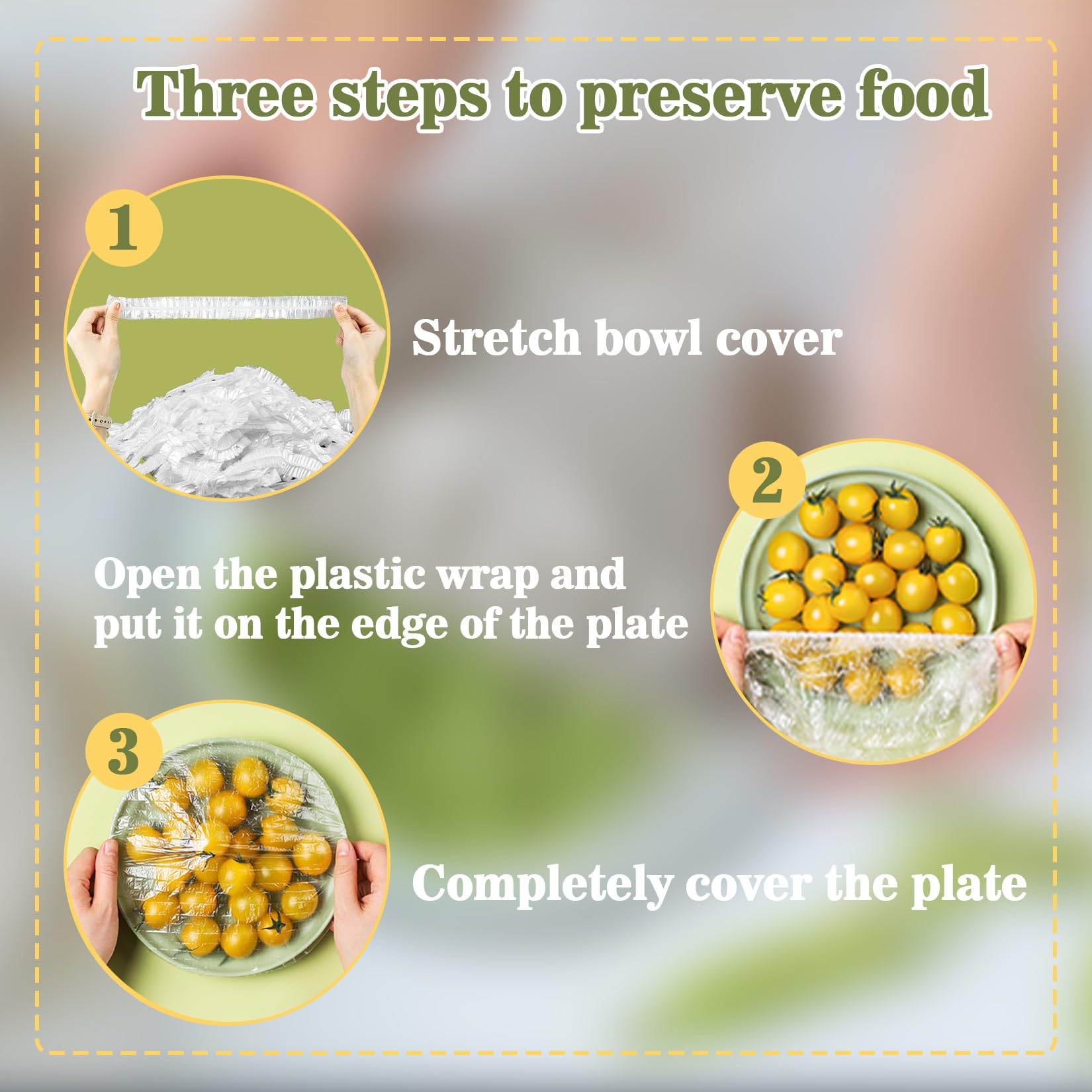 Sukh 100PCS Bowl Covers Reusable - Thickend&Sturdy Plastic Bowl Cover Elastic Food Covers Stretch Reusable Disposable Food Storage Fresh Keeping Bags Outdoor to Keep Dust Away Outdoor Party Supplies