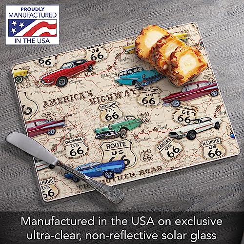 CounterArt Route 66 Map 3mm Heat Tolerant Tempered Glass Cutting Board 10β x 8β Manufactured in the USA Dishwasher Safe