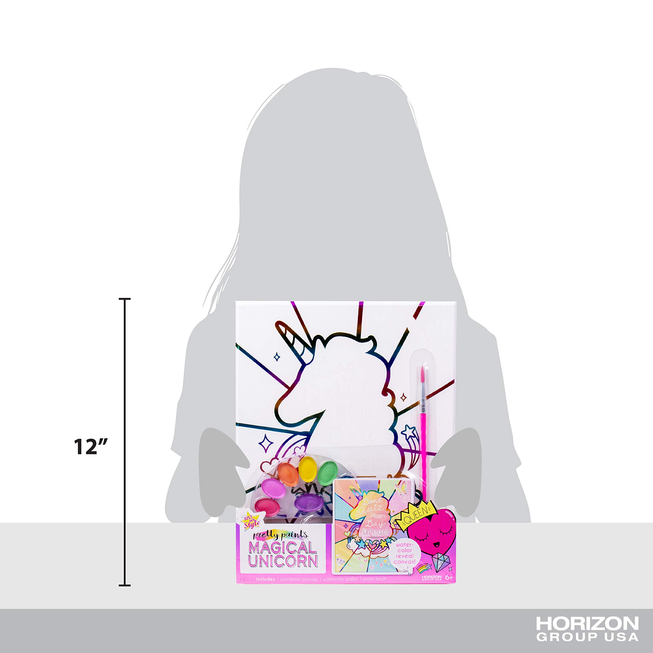Just My Style Canvas- Magical Unicorn, Pre-Printed Paint Your Own Canvas Art by Horizon Group USA
