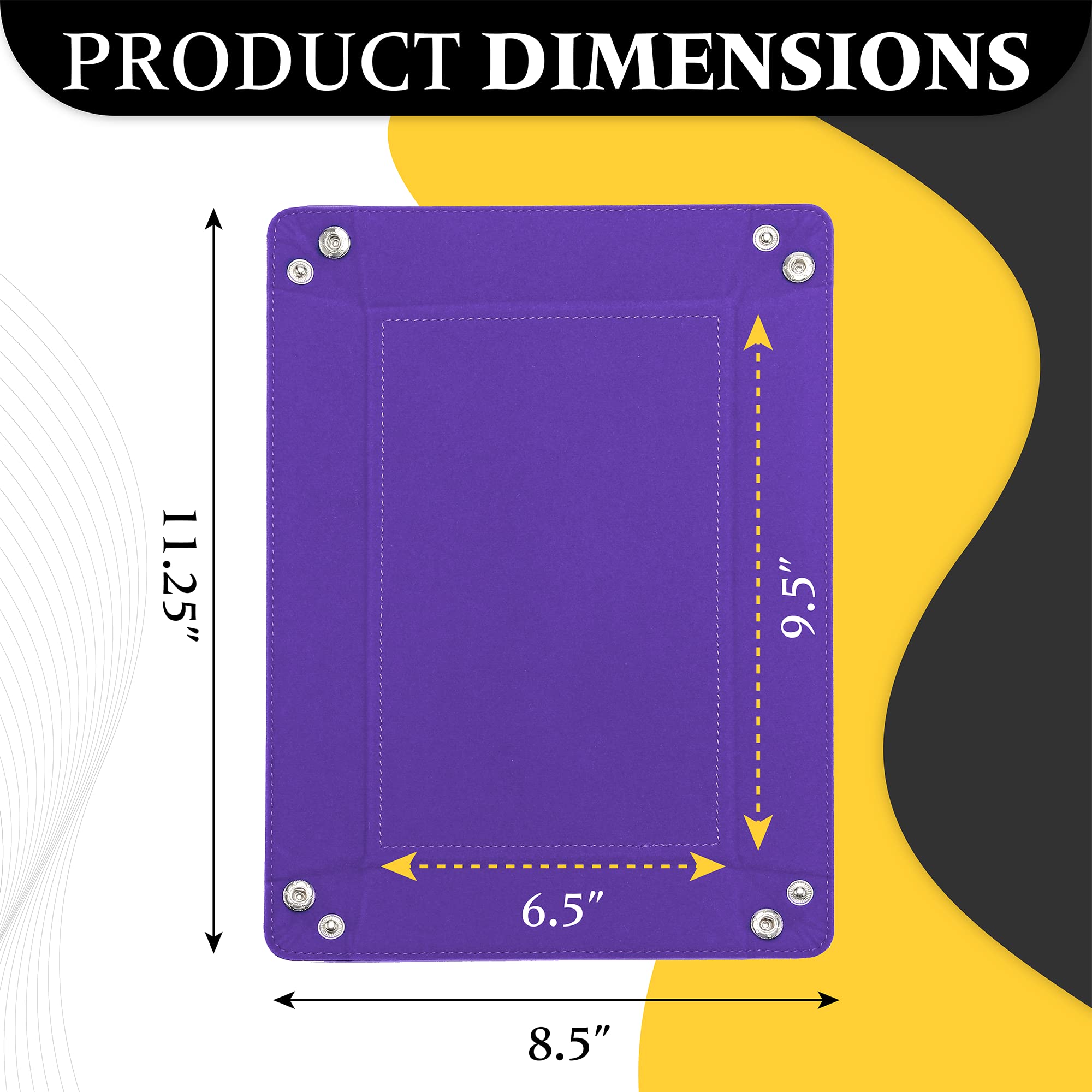 Harbor Loot Brand Black Dice Tray - Perfectly Sized at 8.5 x 11.25 Inches Unsnapped and 6.5 x 9.5 Snapped - Designed by Gamers - Packs Flat, Protects Your Table, and Keeps Dice Where They Belong
