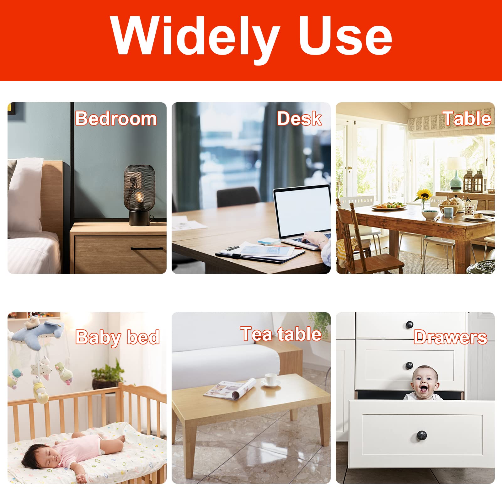 Baby Proofing, 39.4ft(12M) Edge Protector Strip Clear, Silicone Soft Corner Protectors for Kids Safety with Upgraded Pre-Taped Strong Adhesive for Cabinets, Desks, Drawers (8 Corners)