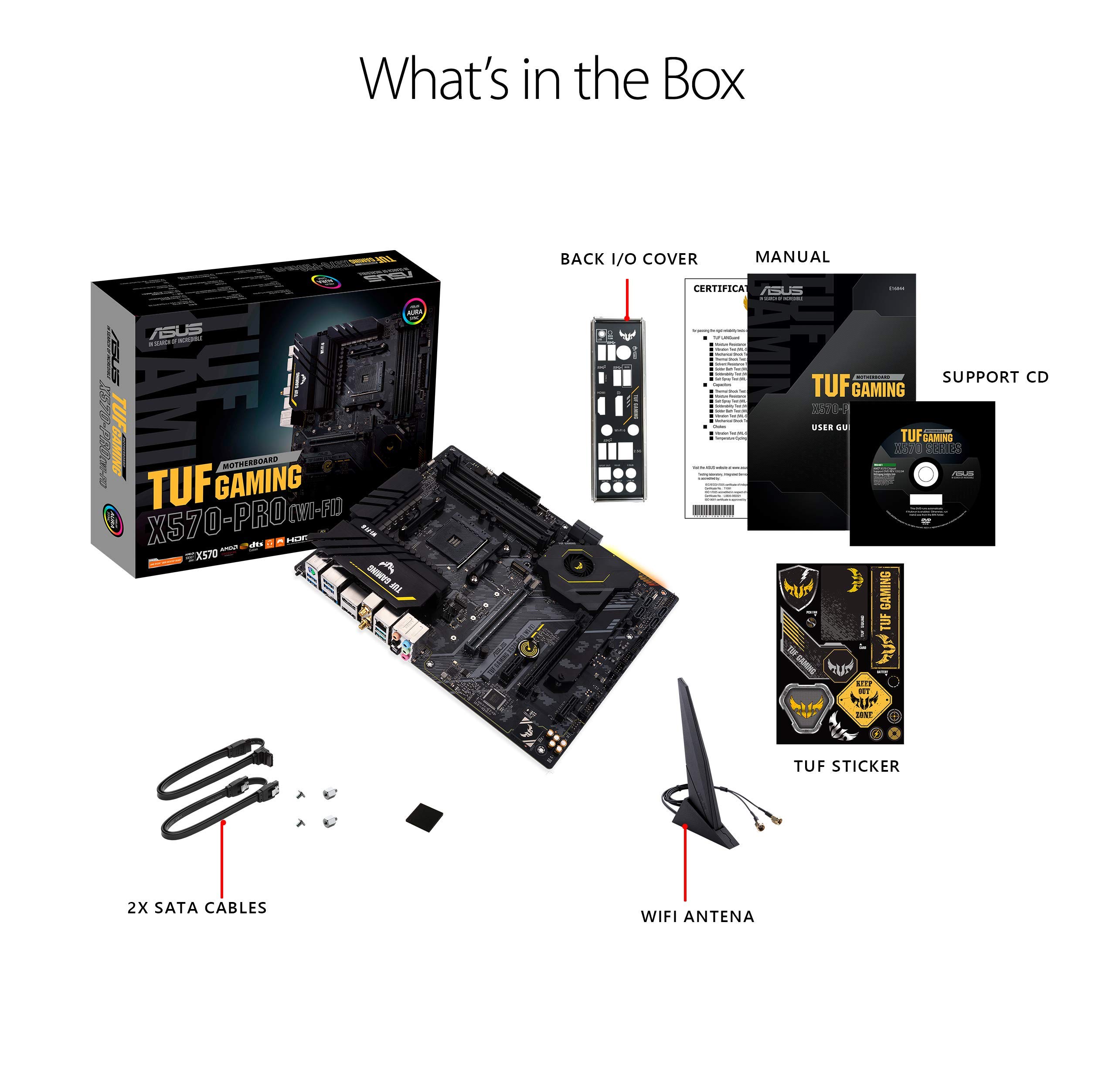 ASUS TUF Gaming X570-PRO (WiFi 6) AM4 Zen 3 Ryzen 5000 & 3rd Gen Ryzen ATX Motherboard (PCIe 4.0, 2.5Gb LAN, BIOS Flashback, HDMI 2.1, USB 3.2 Gen 2