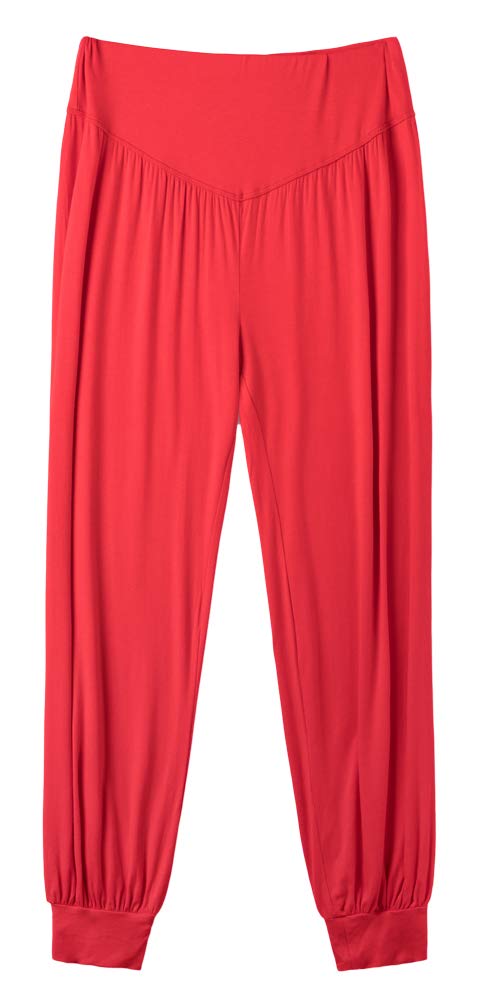 AvaCostume Womens Modal Cotton Soft Yoga Sports Dance Harem Pants, XXL, Red