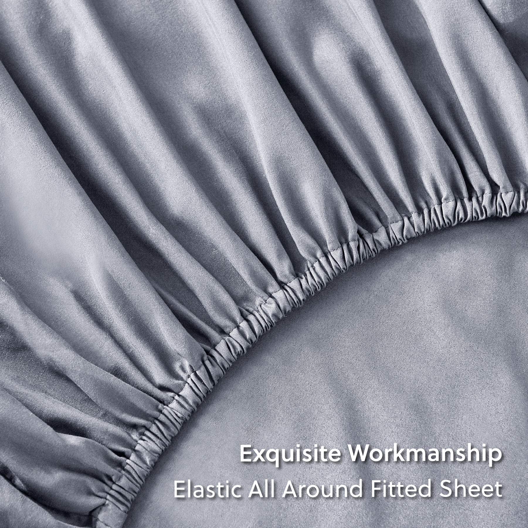 Bedsure Satin Sheets - Grey Satin Sheets Queen Size for Hair and Skin, Gifts for Women