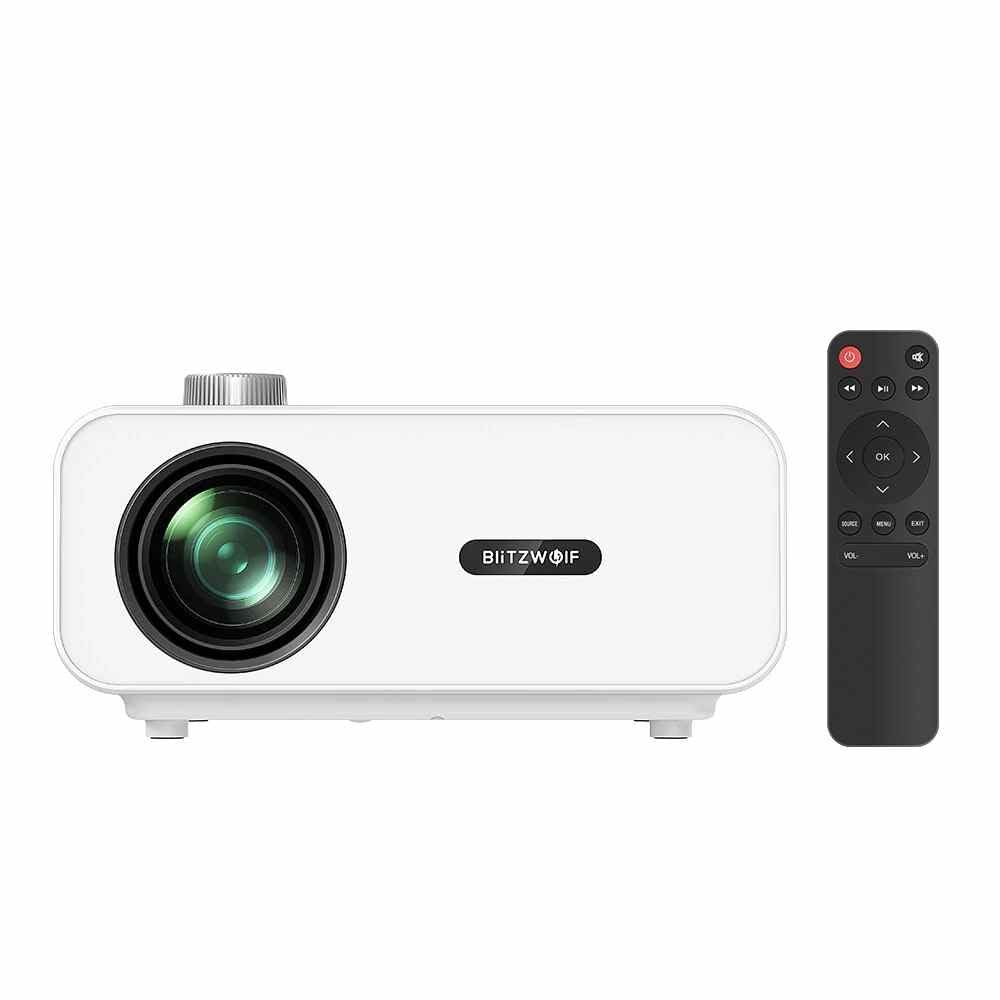 BlitzWolf BW-V5 LED Projector Physical 1080P Resolution 9000 Lumens Bluetooth 5.0 Portable Movie Compatible with TV Stick Smartphone HDMI USB AV Home Theater Video