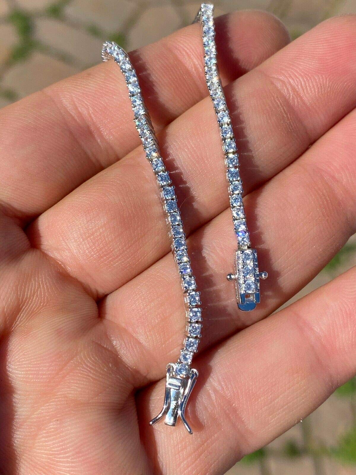 HarlemBling Real Solid 925 Sterling Silver 2mm CZ Tennis Bracelet - 6-8.5" Iced Diamond One Row Bracelet - Thin & Great For Classy Everyday Look (7)