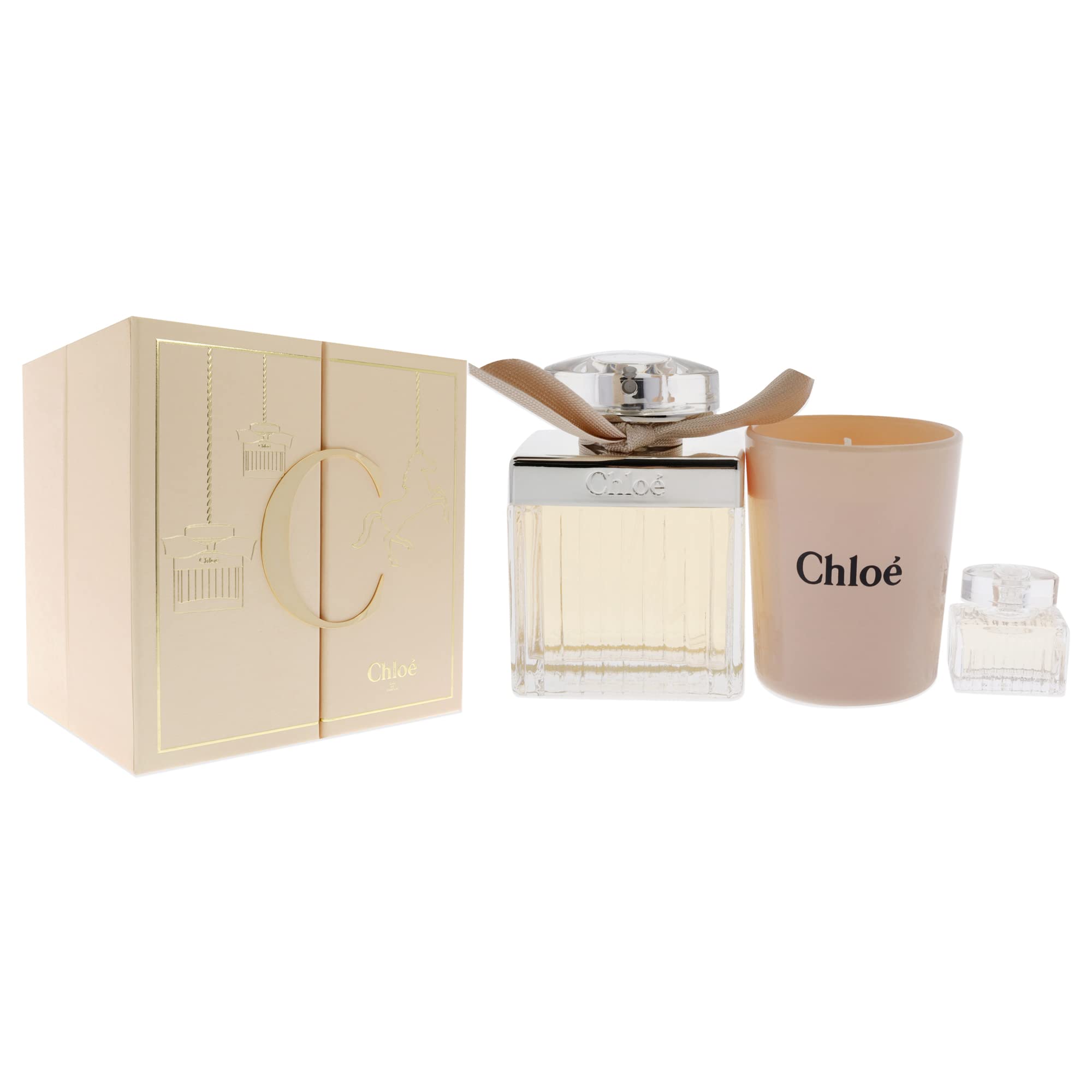 Chloe Chloe 2.5oz EDP Spray, 0.17oz EDP Splash (Mini), 2.5oz Perfumed Candle Women 3 Pc Gift Set