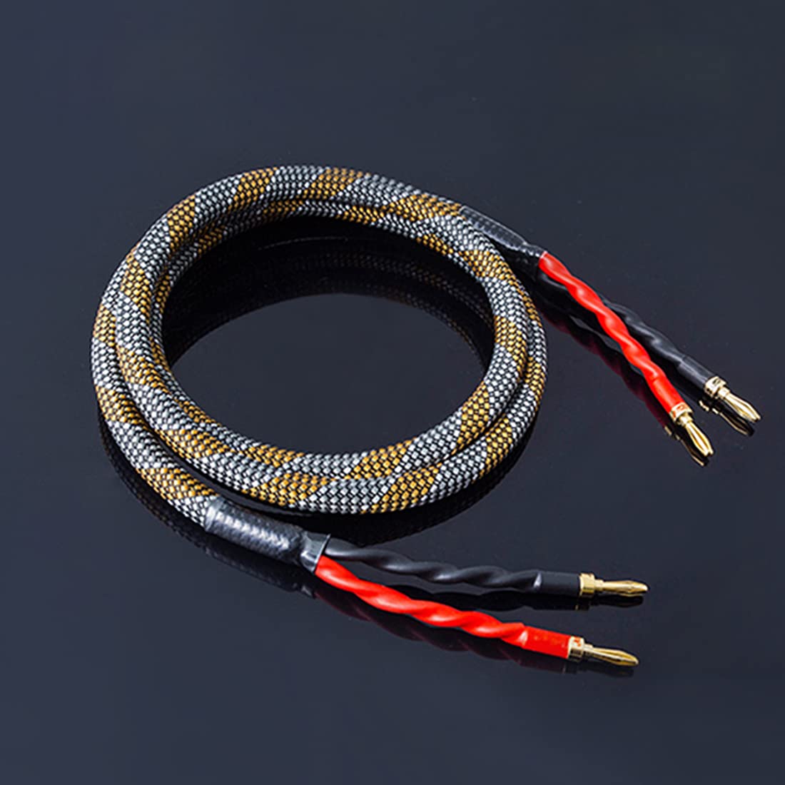 JORZOR 1 Pack 10AWG Speaker Cable,with Gold Plated Banana Plug, Oxygen Free Copper (1 Packļ¼3.3FTļ¼)