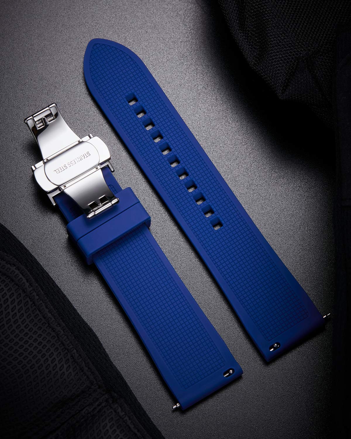 BINLUN Silicone Watch Band Quick Release Rubber Watch Straps Replacement Smartwatch Bands for Men and Women (21MM, Blue)