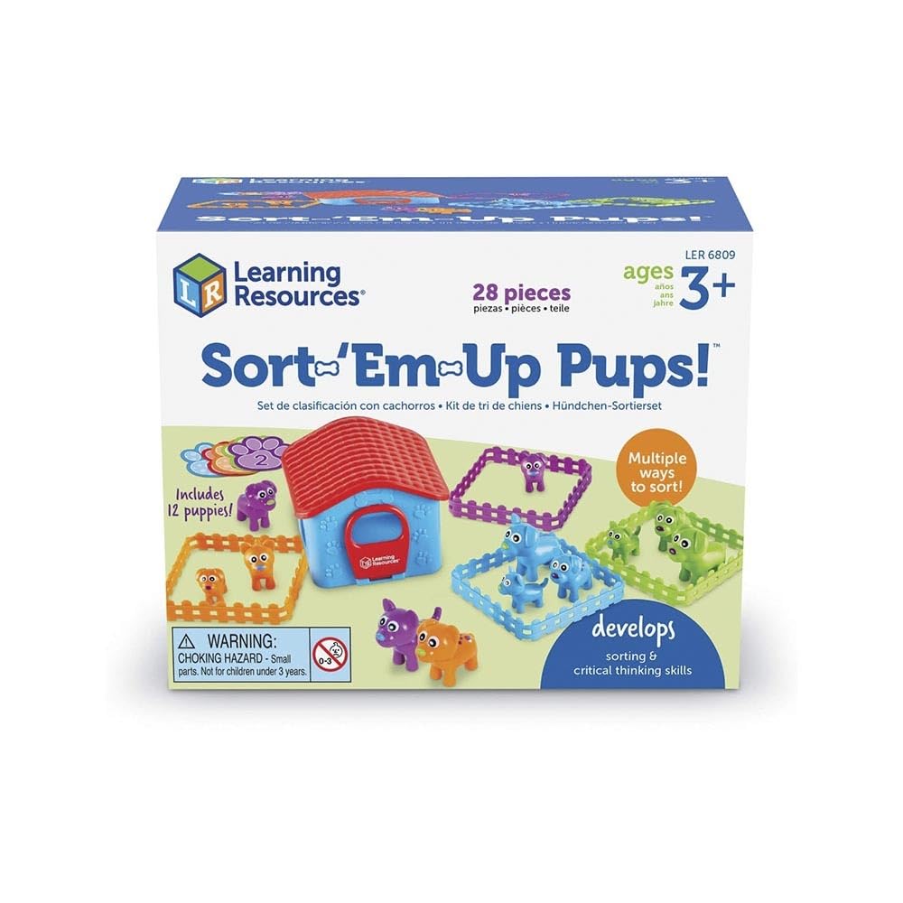 Learning Resources Sort-'Em-Up Pups 28 Pieces, Ages 3+ Sorting & Matching Toys, Educational Toys for Toddlers, Preschool Toys, Toddler Learning Toys