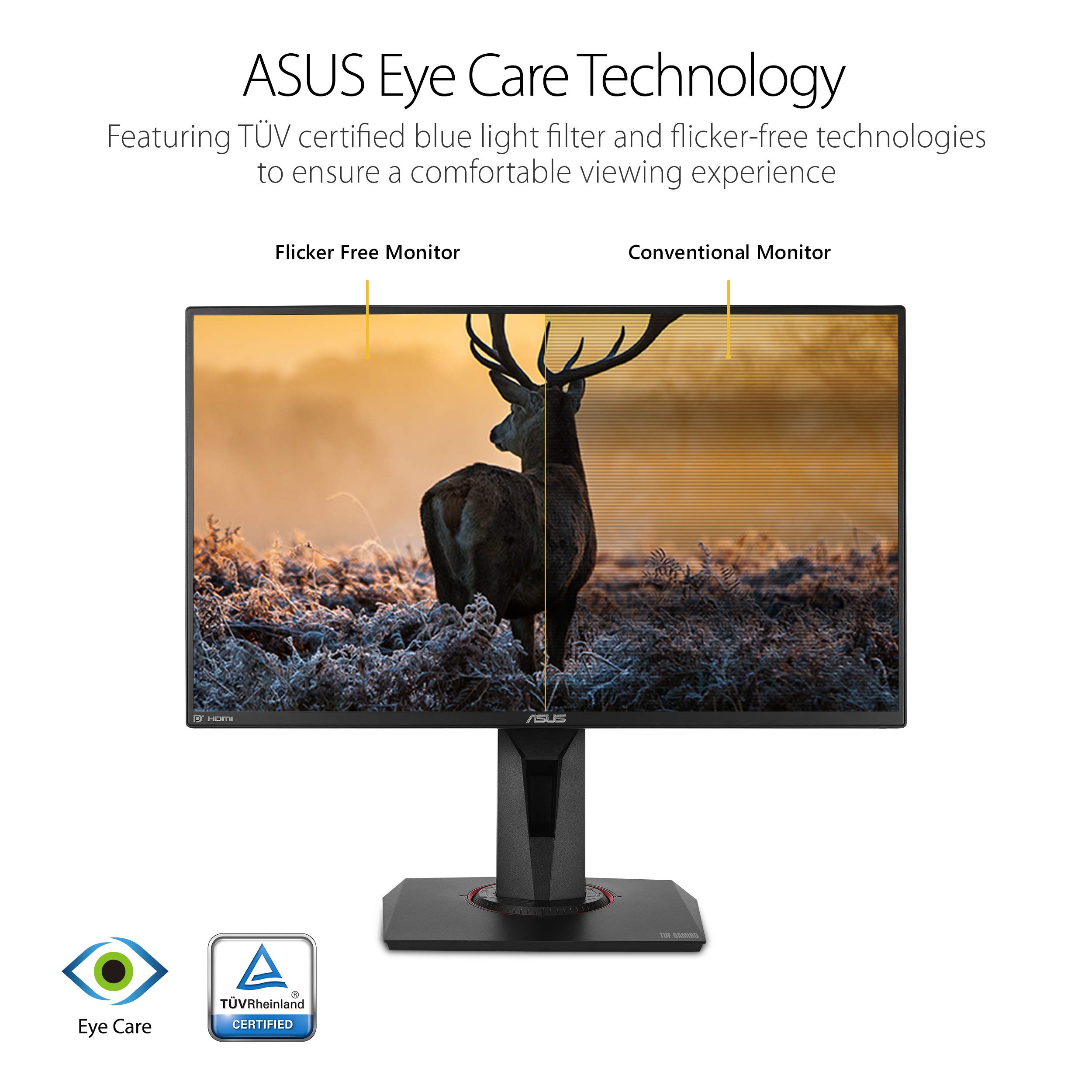 ASUS TUF Gaming 25" 1080P Monitor (VG259Q) - Full HD, IPS, 144Hz, 1ms, Extreme Low Motion Blur, Speaker, Adaptive-Sync, G-SYNC Compatible, VESA Mountable, DisplayPort, HDMI, Height Tilt Adjustable
