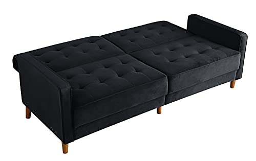 DHHU Adjustable Couch Sleeper Sectional, Loveseat for Living Room, Bedroom or Office, Modern Velvet Upholstered Sofa Bed, Black Color