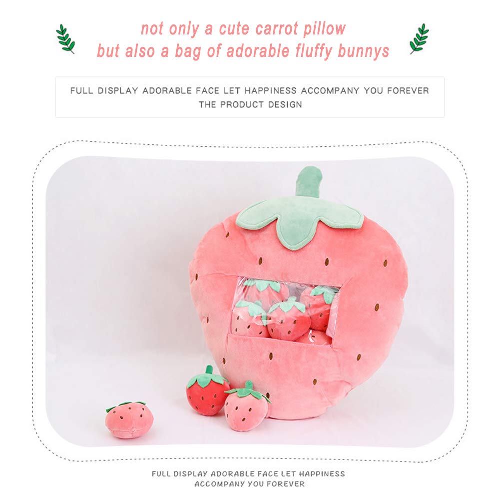 Nenalayo Throw Pillow Fruit Stuffed Toys Strawberry Plush Pillow Removable Fluffy Creative Gifts for Kids, Halloween Christmas Decorative Doll Toy Gift