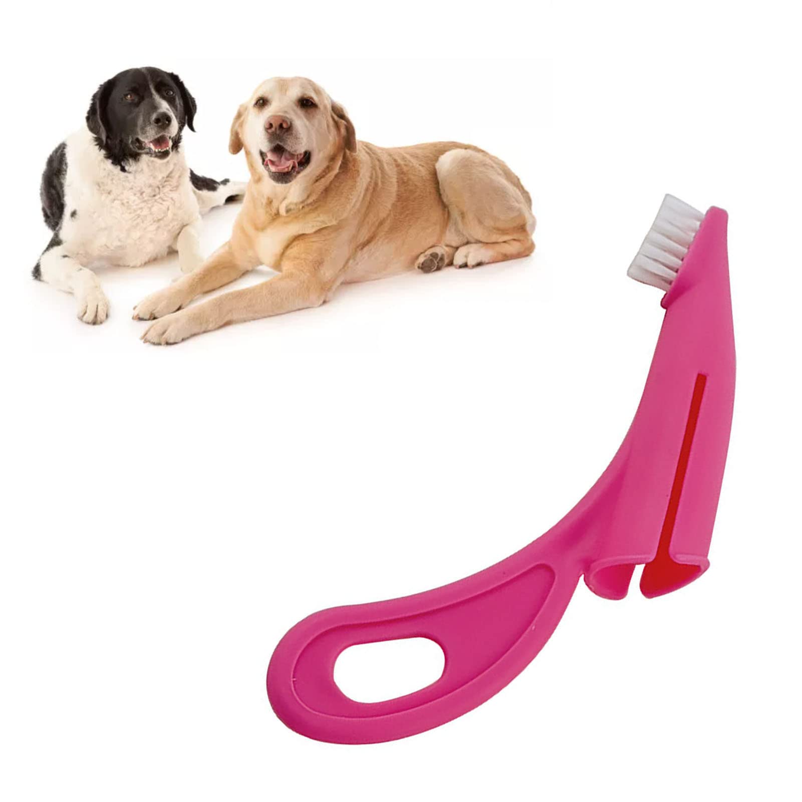 Dog Toothbrush, Tooth Brushing Kit for Dog Teeth Cleaning - Dental Care for Puppies, Cats & Small Pets, Nylon Remove Ergonomic Dog Finger Toothbrush (Red)