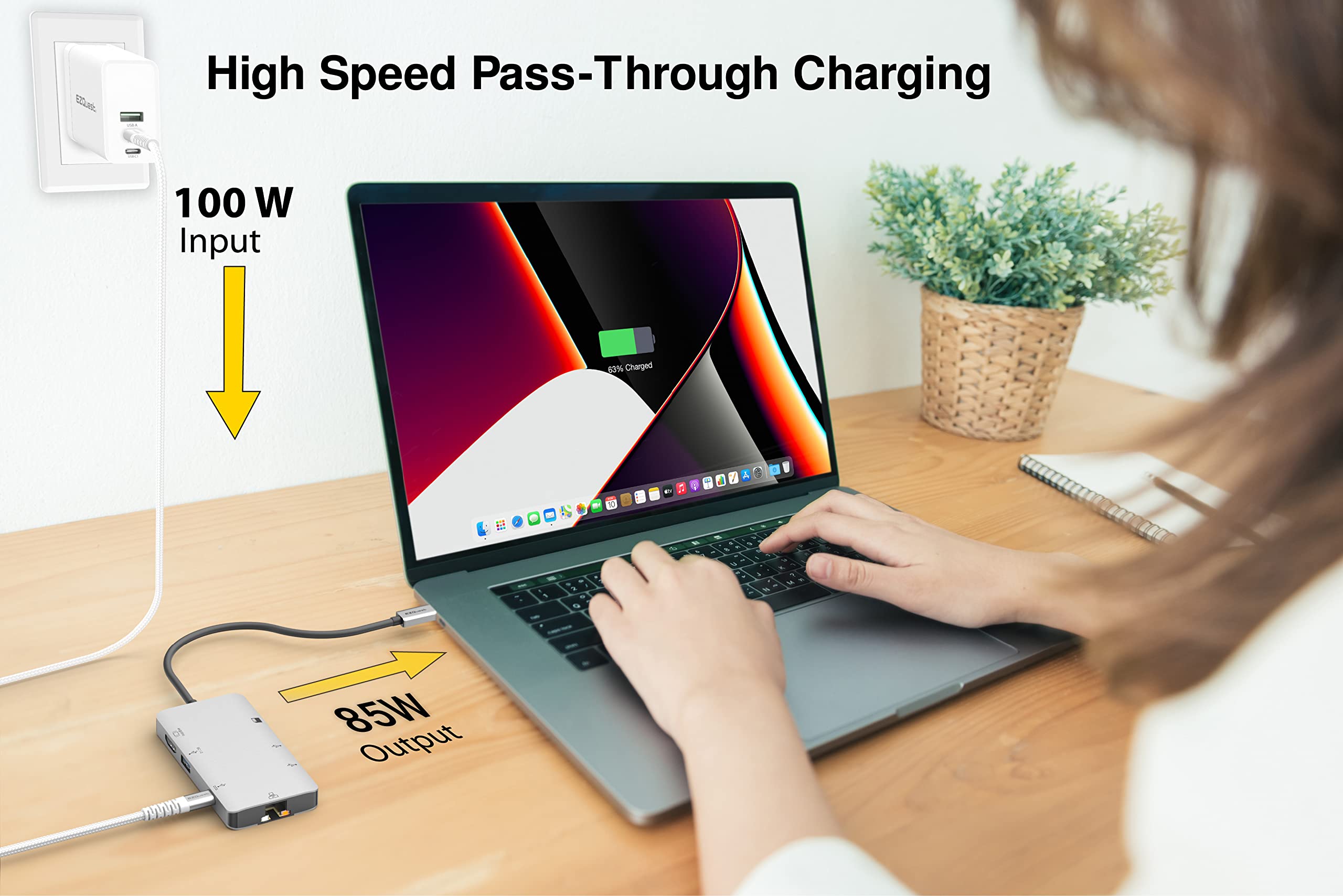 EZQuest USB C Hub Docking Station 8 in 1 with 4K HDMI, 1 Gbit Ethernet, 3 USB A 3.0 Ports, 1 USB-C PD/Data, SD/Micro SD for Work and Travel, Compatible with MacBook/Dell/HP/Lenovo/Laptops