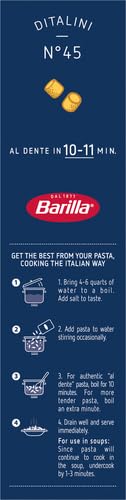 Barilla Ditalini Pasta, 16 oz. Box - Non-GMO Pasta Made with Durum Wheat Semolina - Kosher Certified Pasta