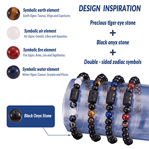 Crafans Natural Glass Gemstone Beads, Constellation Theme Bracelet Making Kit, Natural Stone Beads Frosted Glass Beads & Clear Elastic Crystal Thread for Bracelet Jewelry Making