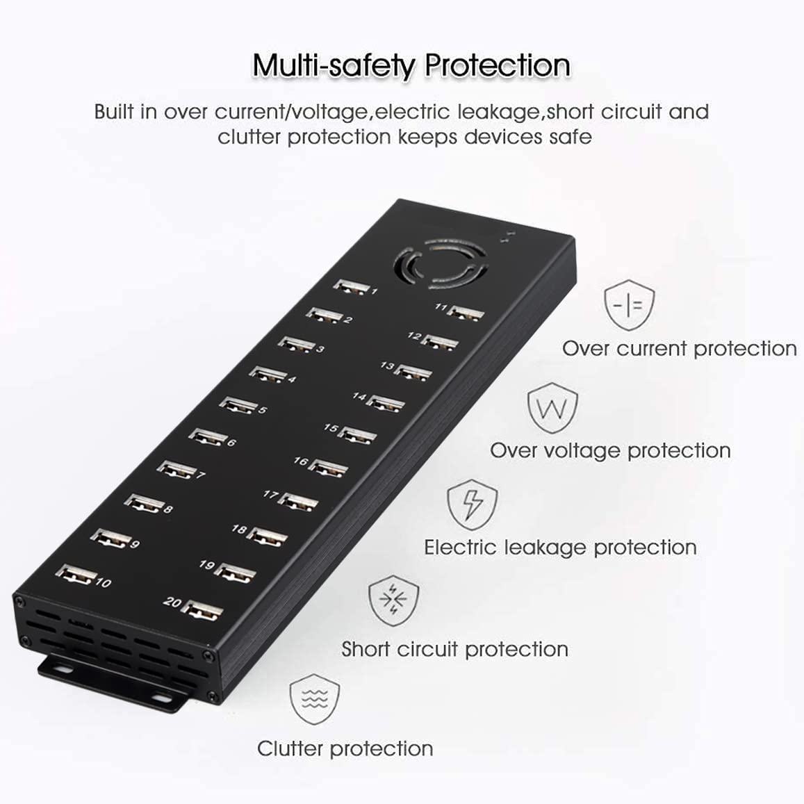 UHPPOTE Industrial Grade 20 Port USB2.0 Hub Charger Data Sync and Charging Station