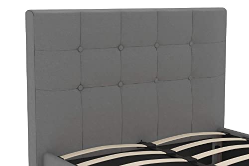 DHP Rose Upholstered Platform Bed with Button Tufted Headboard and Footboard, No Box Spring Needed, Twin, Gray Linen