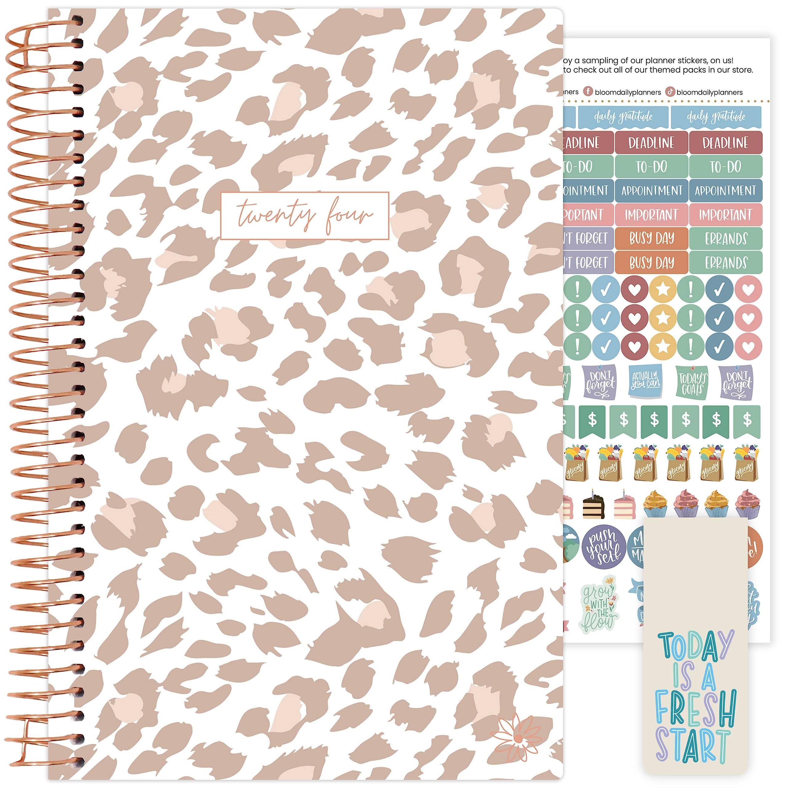bloom daily planners 2024 Calendar Year Day Planner (January 2024 - December 2024) - 5.5” x 8.25” - Weekly/Monthly Agenda Organizer Book with Stickers & Bookmark - Tan Leopard