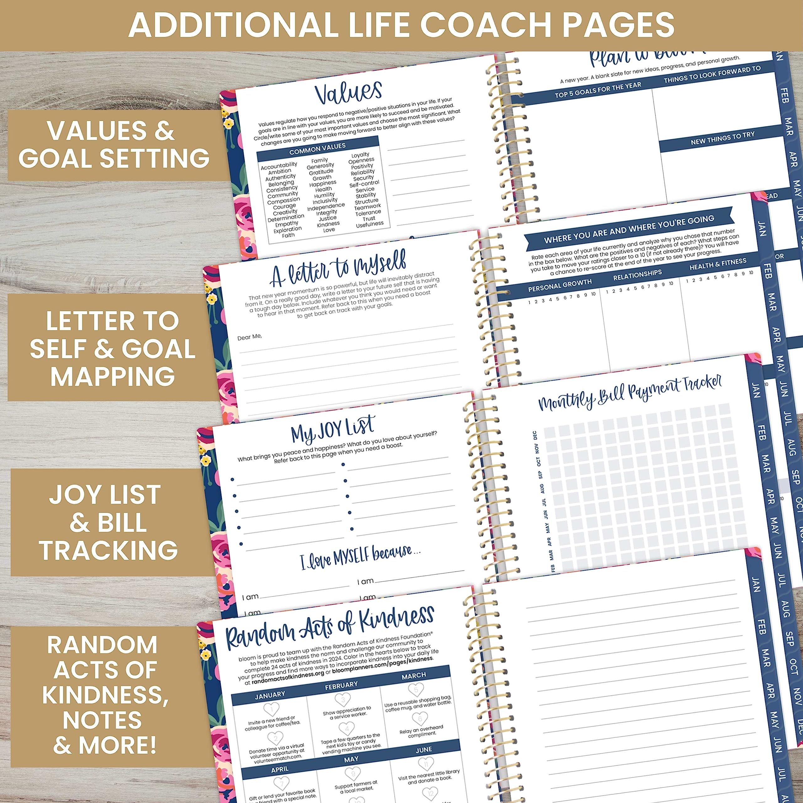 bloom daily planners 2024 (8.5" x 11") Calendar Year Day Planner (January 2024 - December 2024) - Weekly/Monthly Dated Agenda Organizer with Tabs - Be Kind