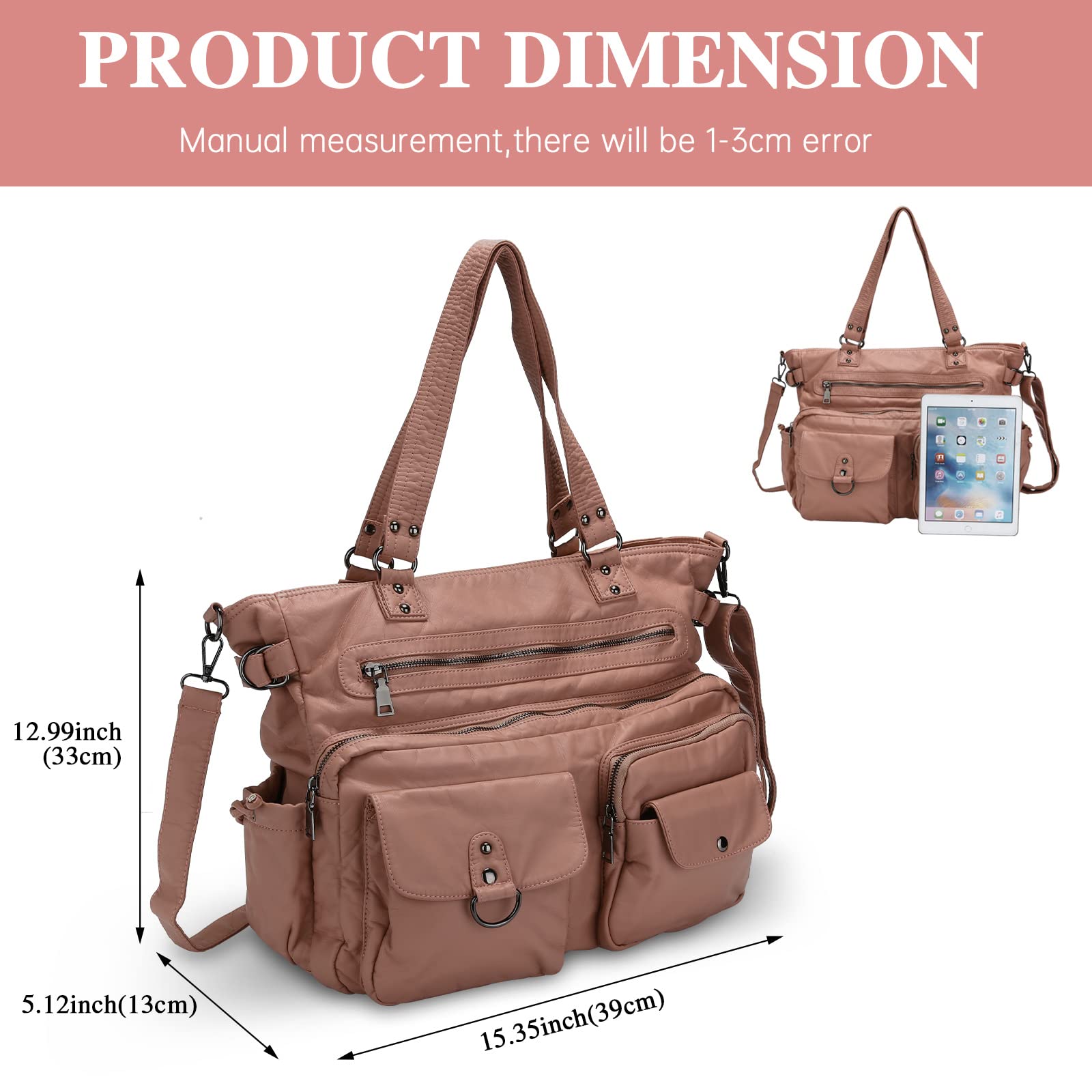 BAIGIO Handbags for Women Large Hobo Shoulder Bags Soft PU Leather (apricot)