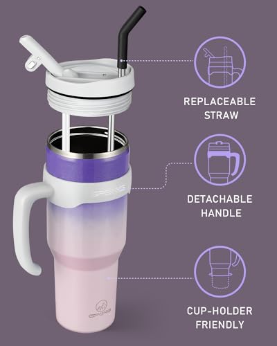 Gpeng 30 oz Stainless Steel Tumbler with Detachable Handle - Leakproof and Insulated Water Bottle, Versatile for Hot or Cold Drinks