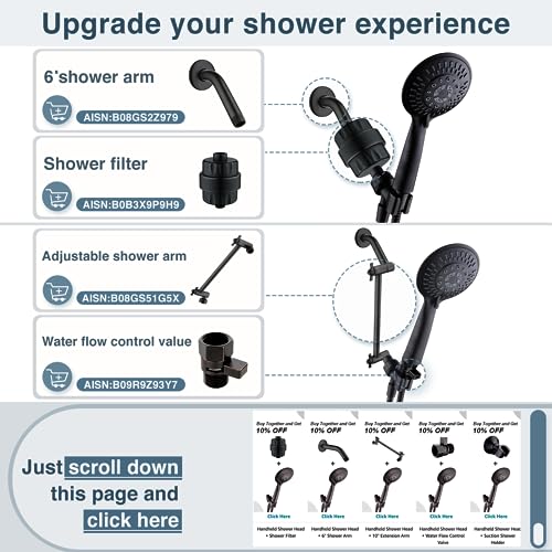 BRIGHT SHOWERS 9 Spray Settings Handheld Shower Head Set High Pressure Oil-Rubbed Bronze Hand Held Showerhead with 60 Inch Flexible Shower Hose and Adjustable Shower Arm Mount Bracket