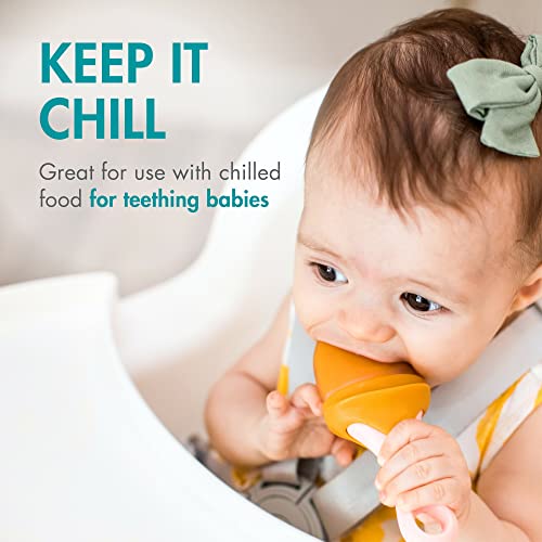Boon PULP Silicone Baby Feeder β 2 Count β Orange/Pink and White/Mauve β Soft Silicone Vegetable and Fruit Feeders β Teething Baby Essentials
