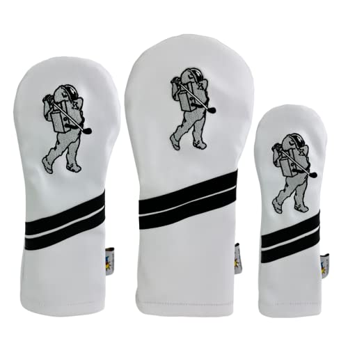 Astronaut Golfer Sunfish Leather Golf Club Headcover Set Driver, Fairway, Hybrid