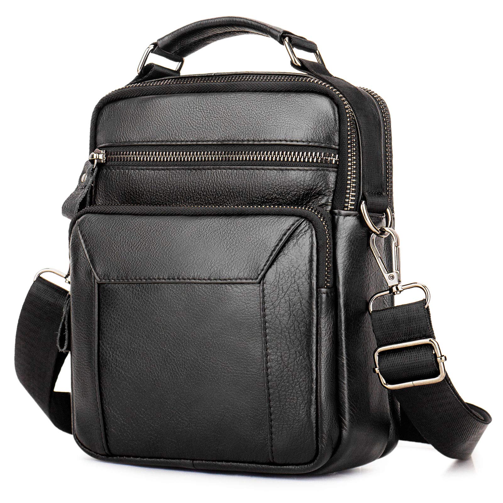 BAIGIO Men's Genuine Leather Crossbody Bag for Men Shoulder Bag Small Messenger Bag Leather Handbag Father's Gift