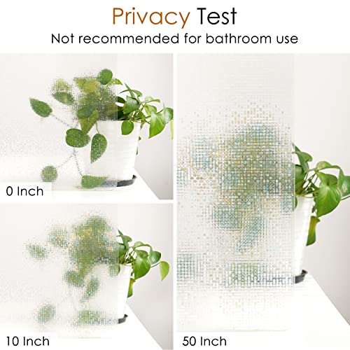 rabbitgoo Window Privacy Film Stained Glass Window Film Mosaic Static Cling Decorative Window Vinyl, Removable Rainbow Window Tint, Non-Adhesive UV Blocking for Home Office, 17.5 x 78.7 inches