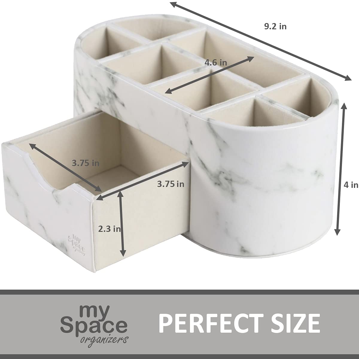Marble Desk Organizer For Office Supplies Desk Accessories - Pencil Pen Holder Decor - Home School College Organization Desktop Caddy - Faux Leather
