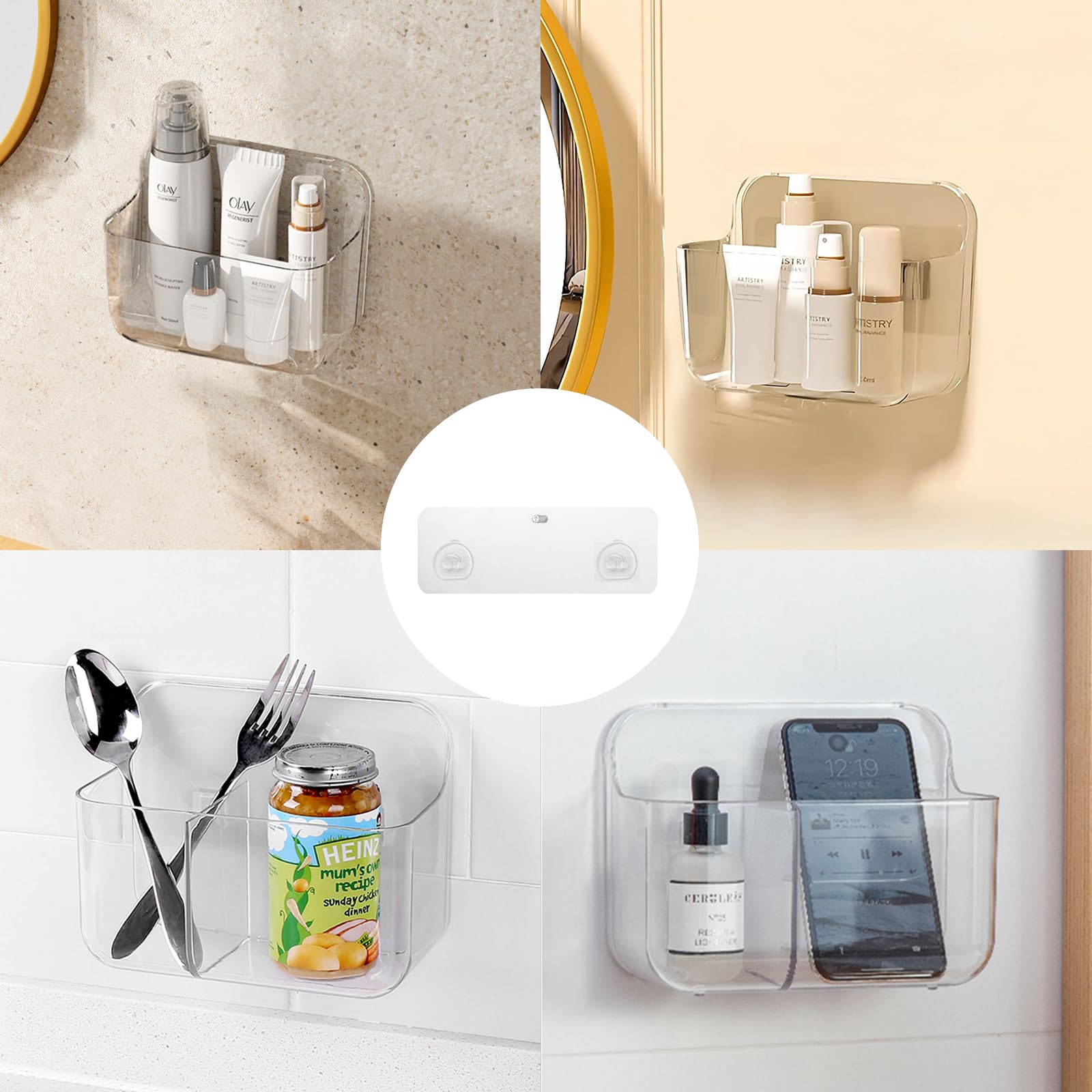Diesisa 2 Pack Shower Caddy Adhesive for Replacement, Strong Adhesive for Shower Caddy, No Drilling Hang Walls Adhesive Bathroom Shelves (For Small and Dual basket Shelf 6.5 * 2.8 inch