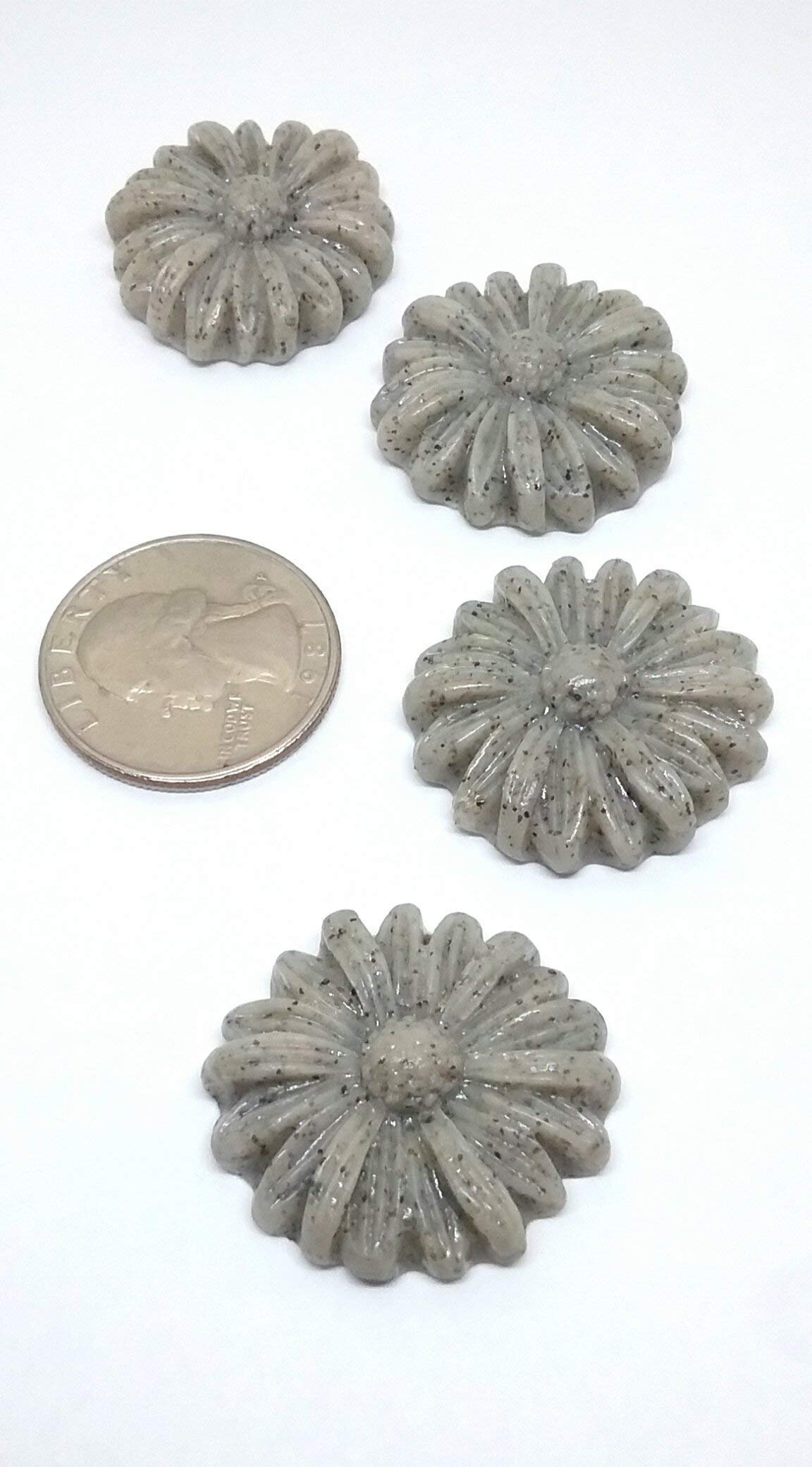 Fairy Garden Miniature Flower Stepping Stones. Set of 4. Dollhouse. Terrarium Decor