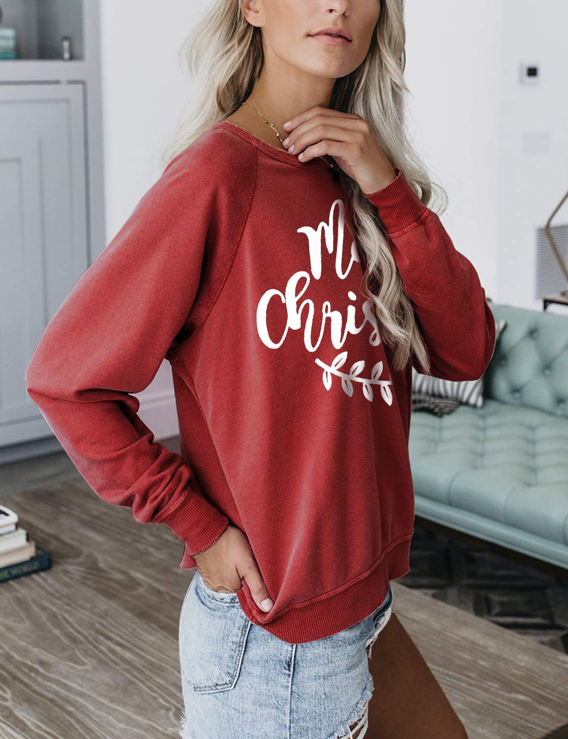 Blooming Jelly Womens Crewneck Sweatshirt Long Sleeve Raglan Letter Print Terry Casual Cute Pullover Top(M,Pink)