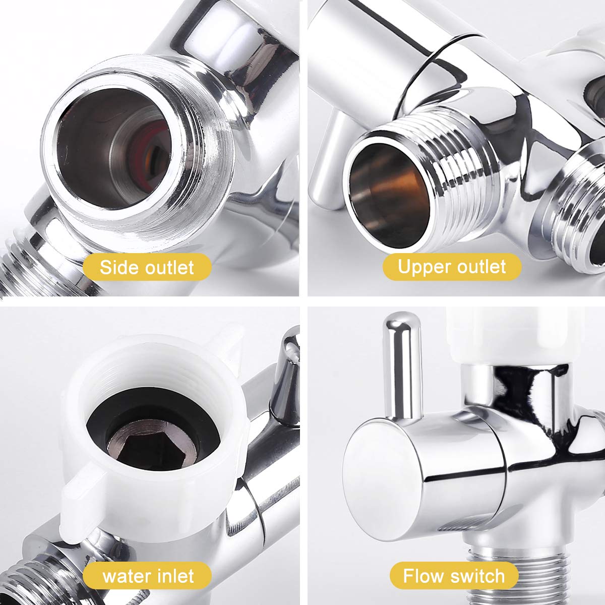 Bidet T Adapter with Shut-Off Valve, Brass T Valve Adapter for Bidet, 3 Way Tee Connector 7/8”1/2”16/15”, T Valve Bidet Attachment for Toilet
