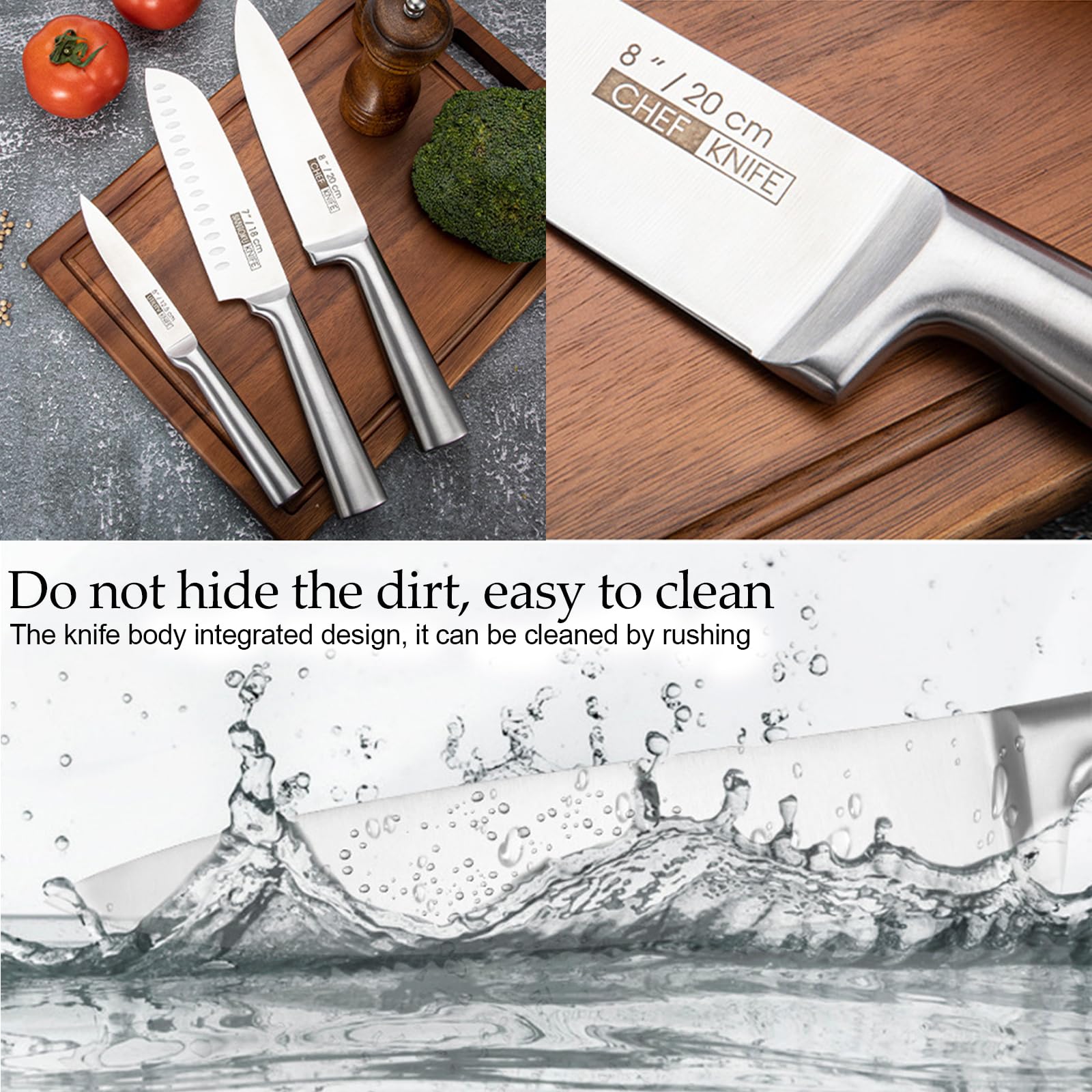 RETROSOHOO Kitchen Knife Set, 5-Pieces Classic Carbon Stainless Steel Knife Set with Ergonomic Handle, Sharp Professional Chef Knife Set for Cooking, Kitchen Knife Set with Gift Box (Silver)