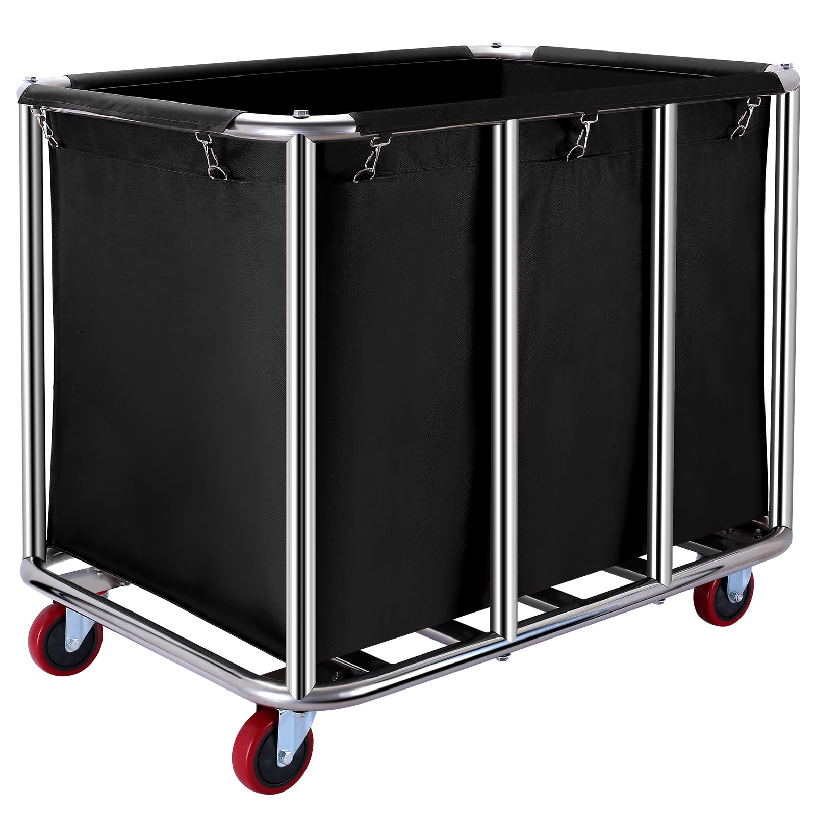 Commercial Laundry cart with Wheels,400L Large Laundry Basket with Wheels,Laundry Hamper on Wheels Heavy Duty with Steel Frame and Waterproof Oxford Cloth, 330Lbs Load (C-Black)
