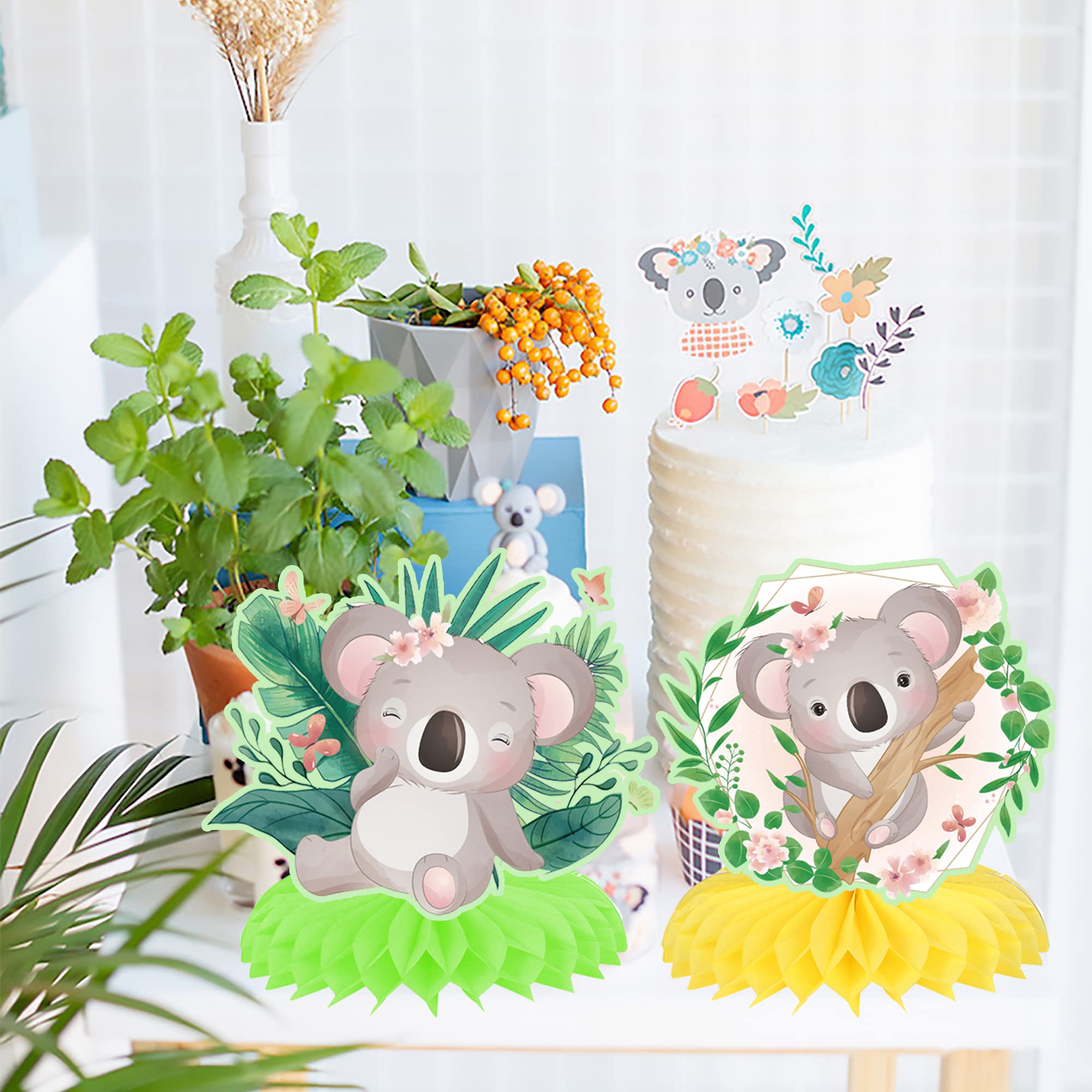 Koala Honeycomb Centerpieces 10pcs Koala Birthday Party Decoration Cute Koala Baby Shower Table Decoration for Koala Theme Party Supplies