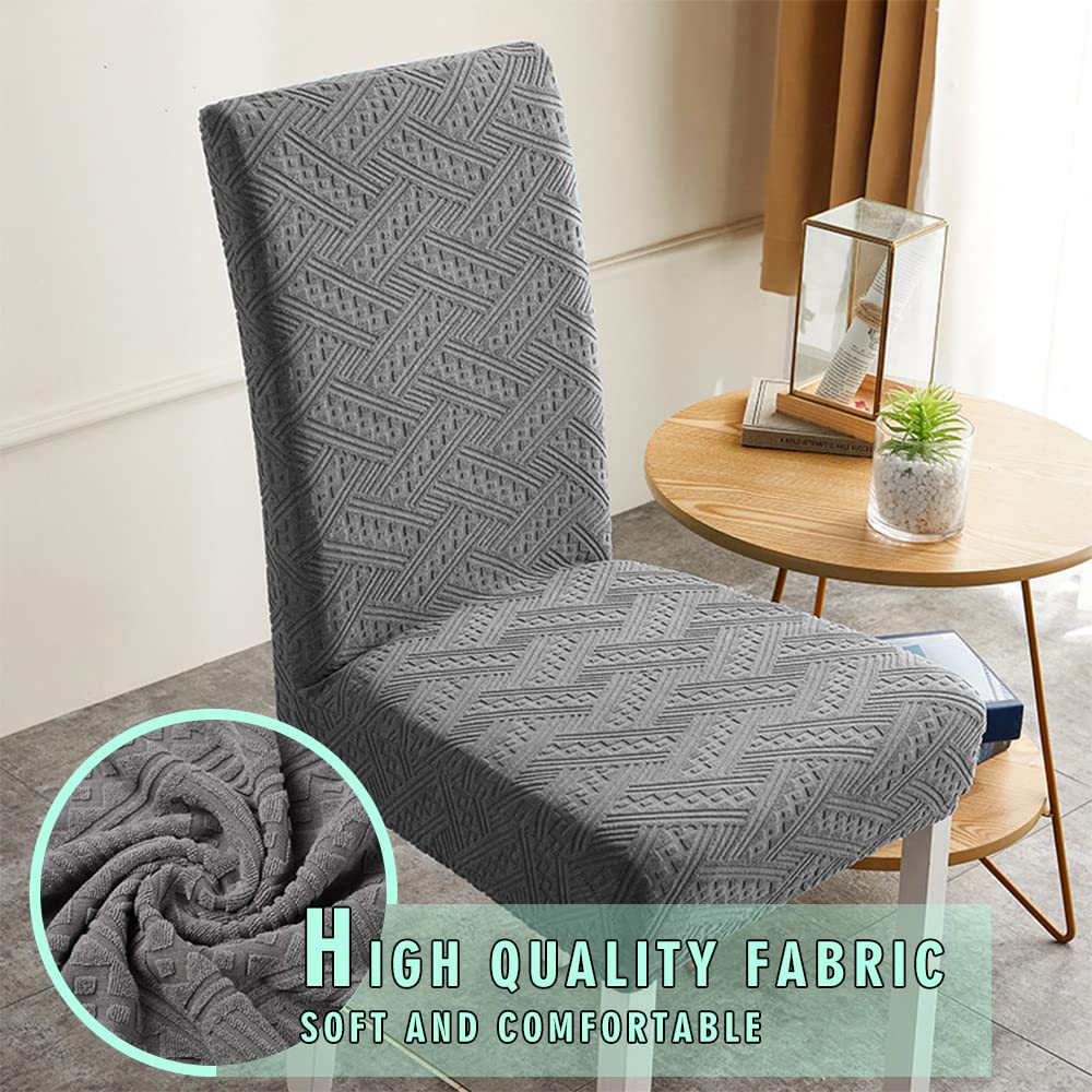 Dining Room Chair Covers Set of 4, Stretch Parsons Chair Slipcover Removable Washable Kitchen Chair Protector for Dining Room Hotel (Dark Gray)